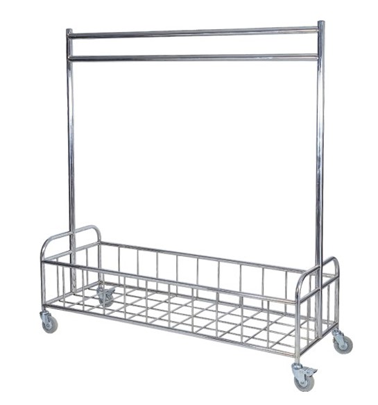 รถเข็นผ้าสแตนเลส เกรด304 พร้อมราวแขวน รถเข็นยูนิฟอร์ม รถเข็นราวเก็บผ้า ...